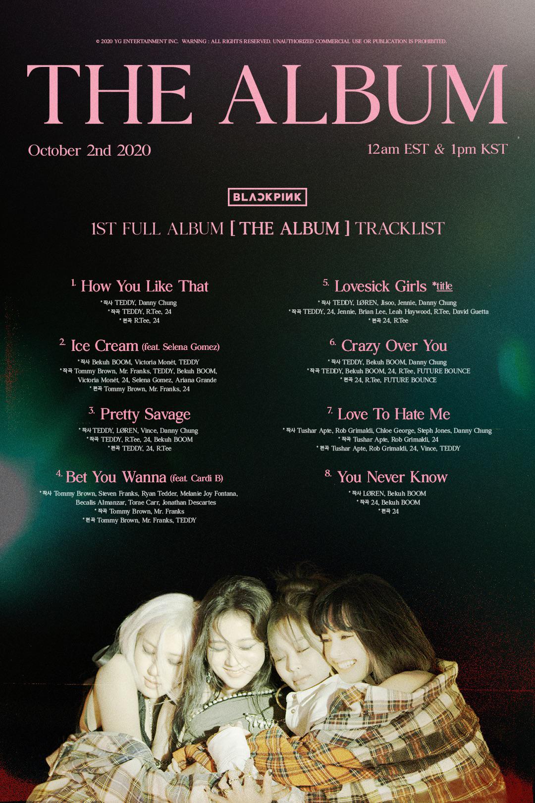 BLACKPINK The Album Leaked Tracklist Confirmed K Pop Database 